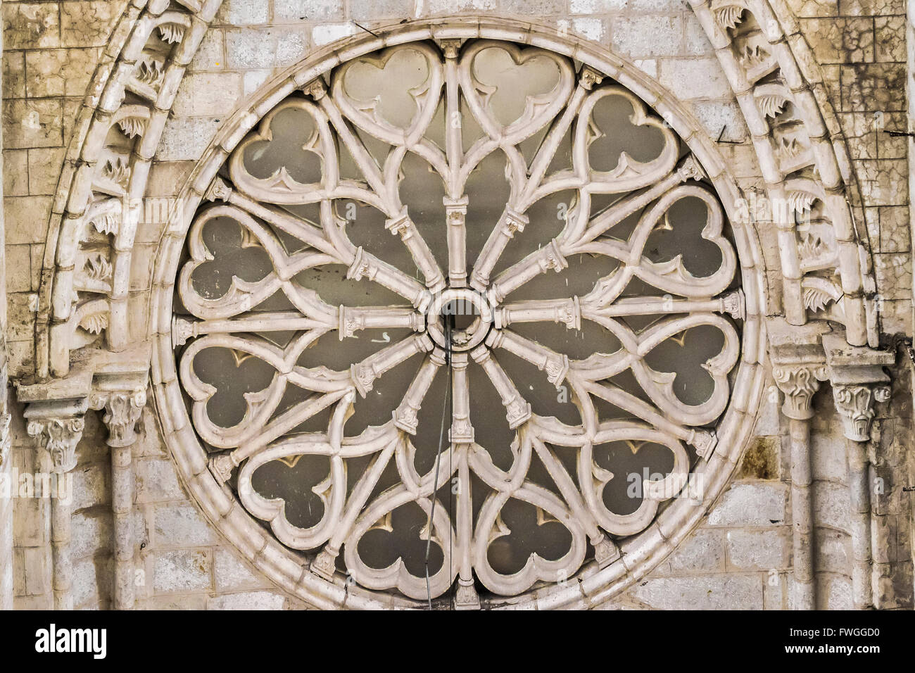 Exterior high angle view of rosette of San Juan Basilica church in the ...