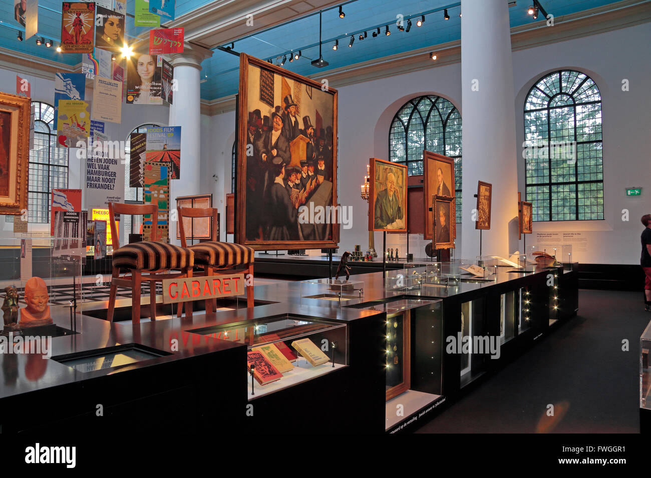 General view of displays inside the Jewish Historical Museum, Amsterdam ...