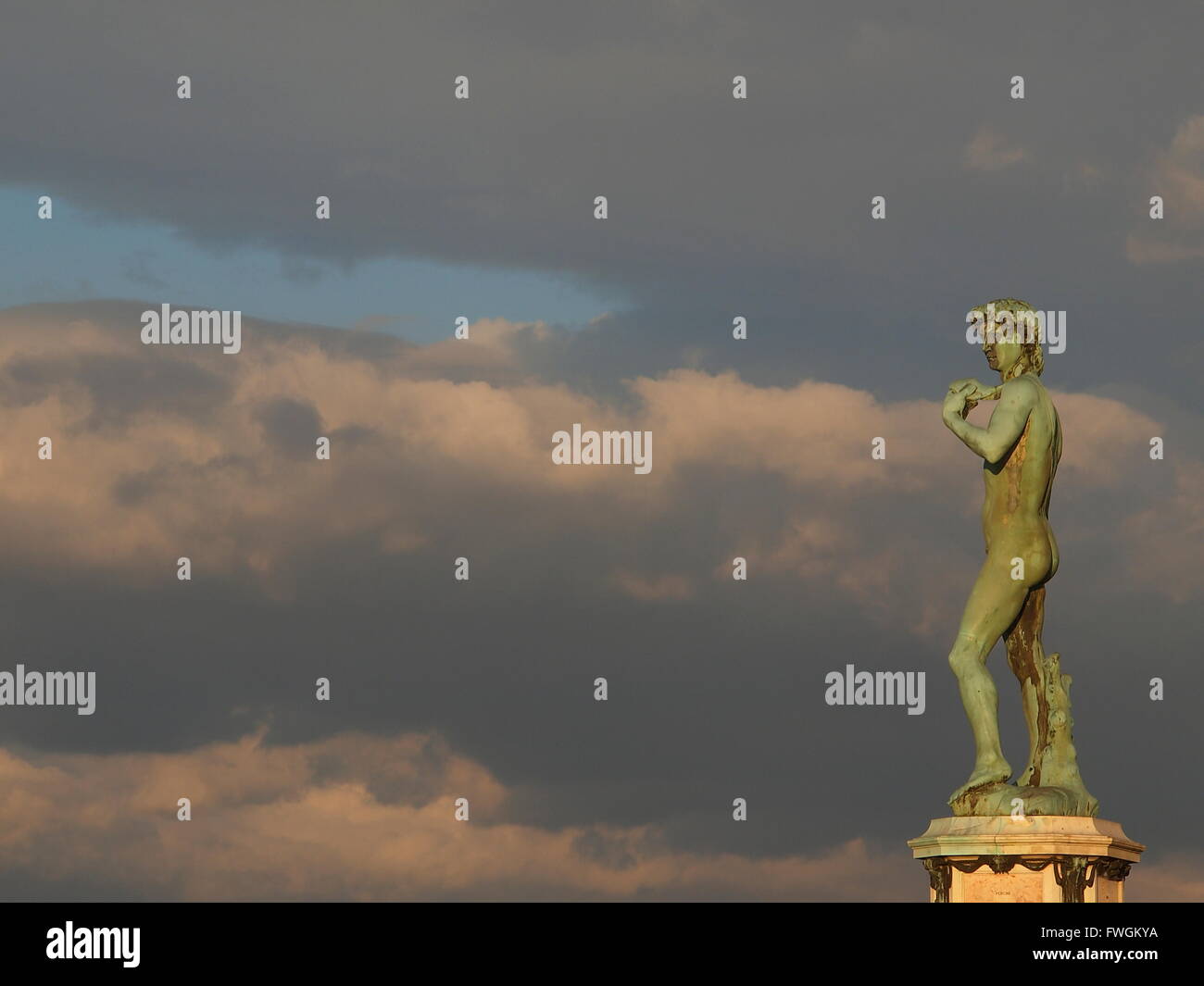 David Statue Against Dramatic Sky Stock Photo - Alamy