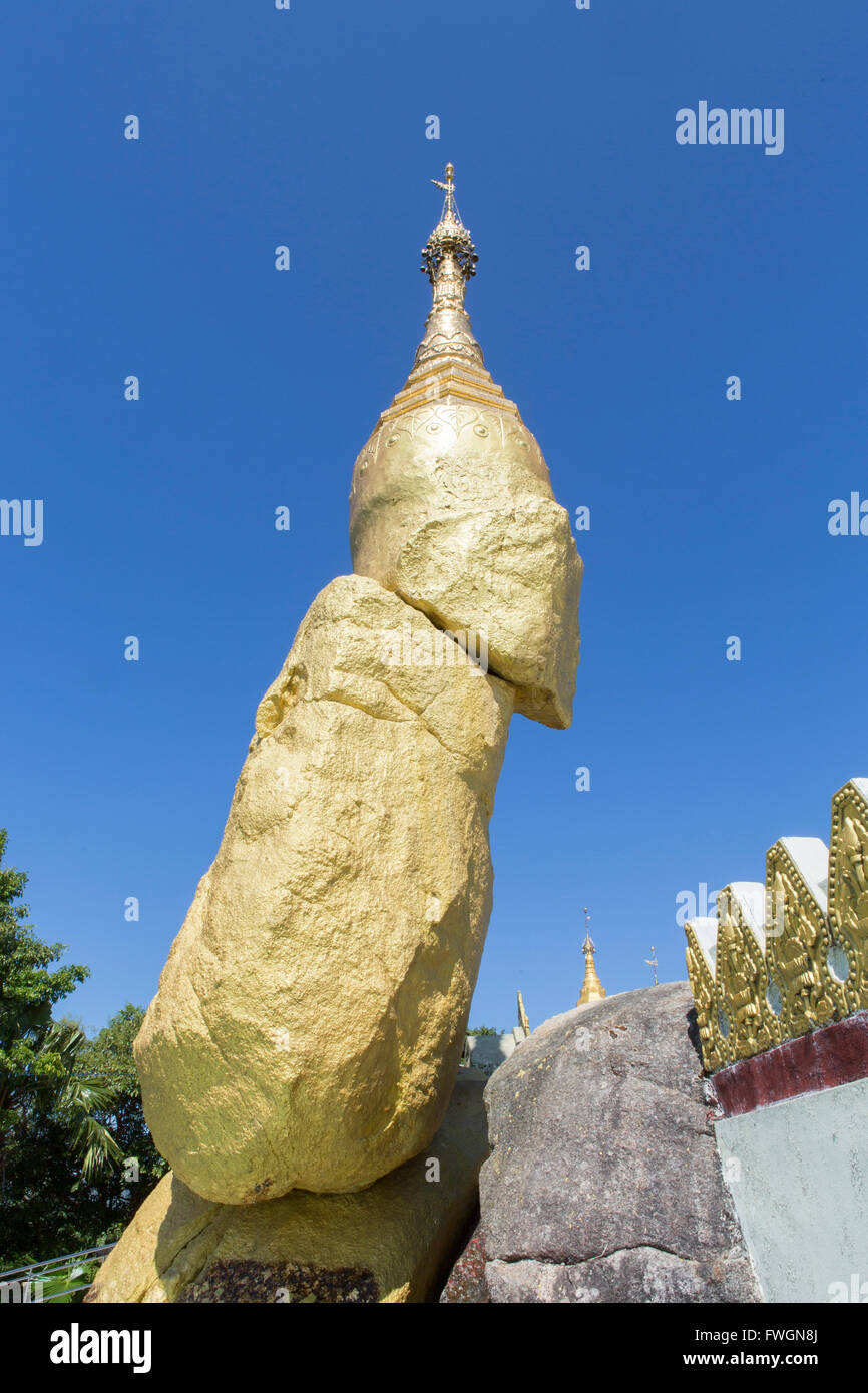 Nwa-La-Bo Pagoda golden rock and pagoda near Mawlamyine, Mon, Myanmar ...