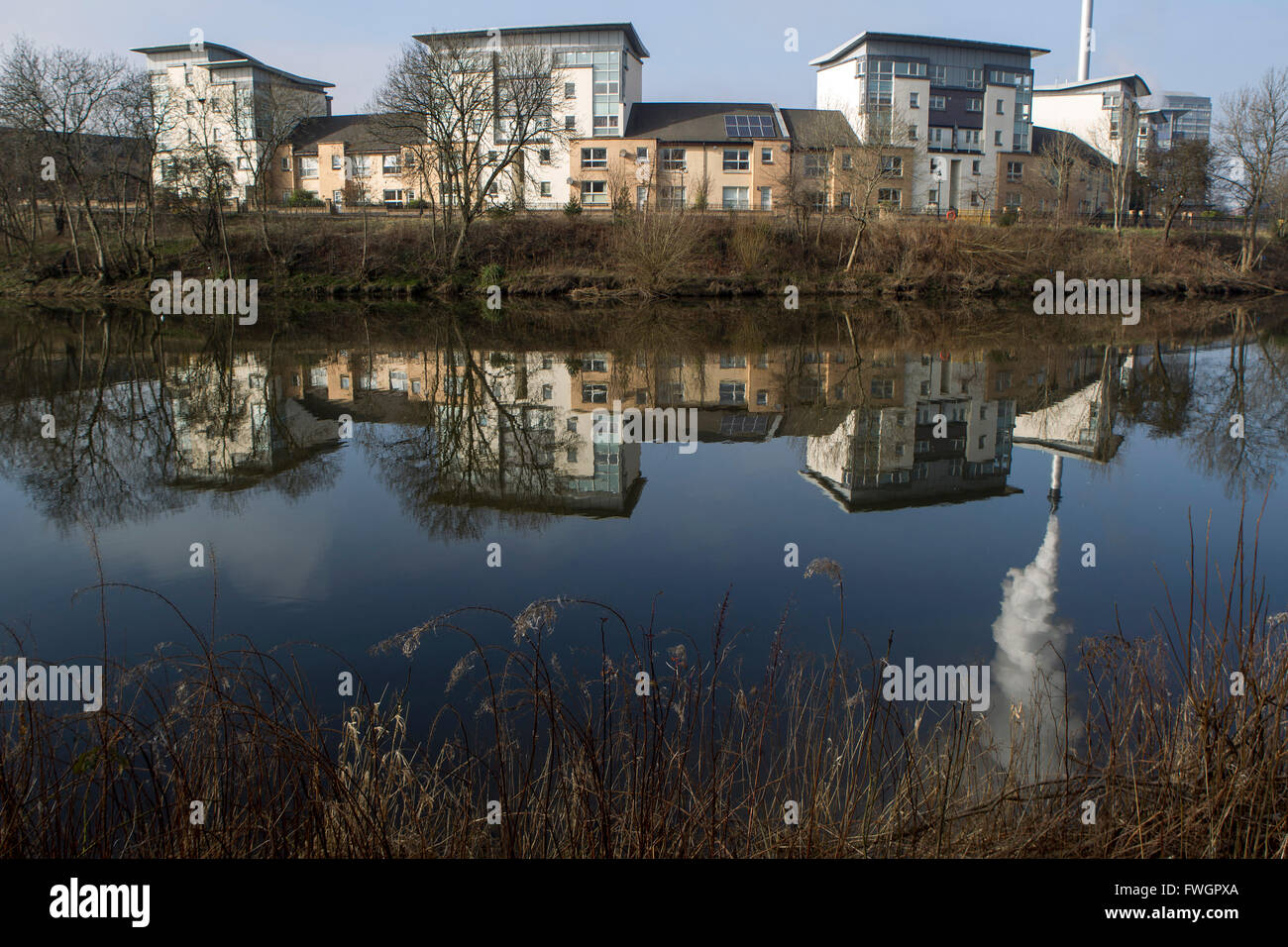 River Clyde with cityscape in background Glasgow Scotland Stock Photo ...