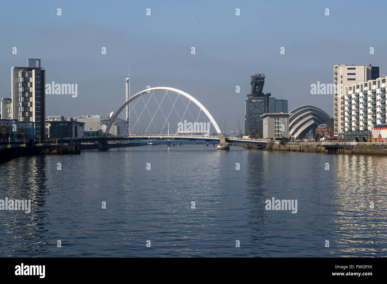 River Clyde with cityscape in background Glasgow Scotland Stock Photo ...