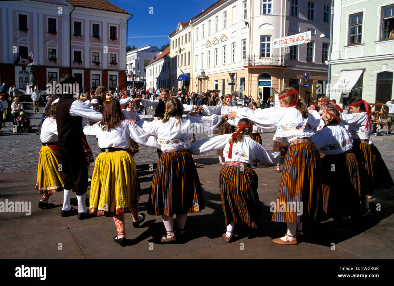 Tartu, traditional folk dancing at town hall square, Estonia, Europe Stock Photo - Alamy