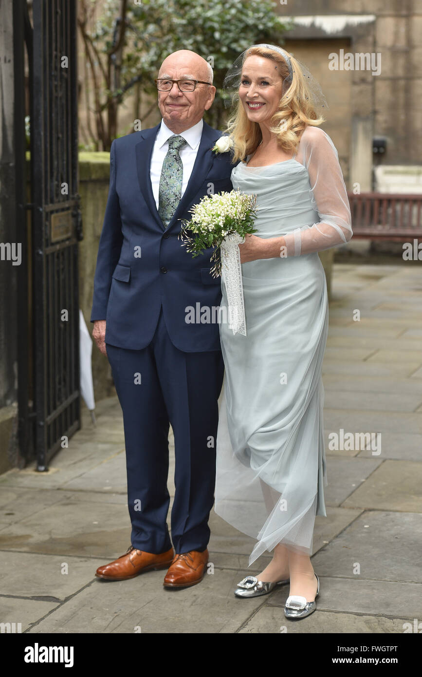 Rupert Murdoch and Jerry Hall wedding at St. Bride's Church on Fleet ...