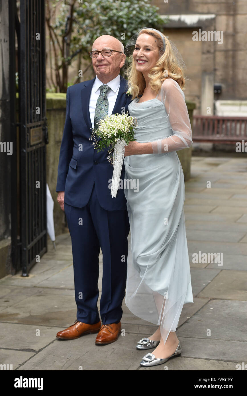 Rupert Murdoch and Jerry Hall wedding at St. Bride's Church on Fleet ...