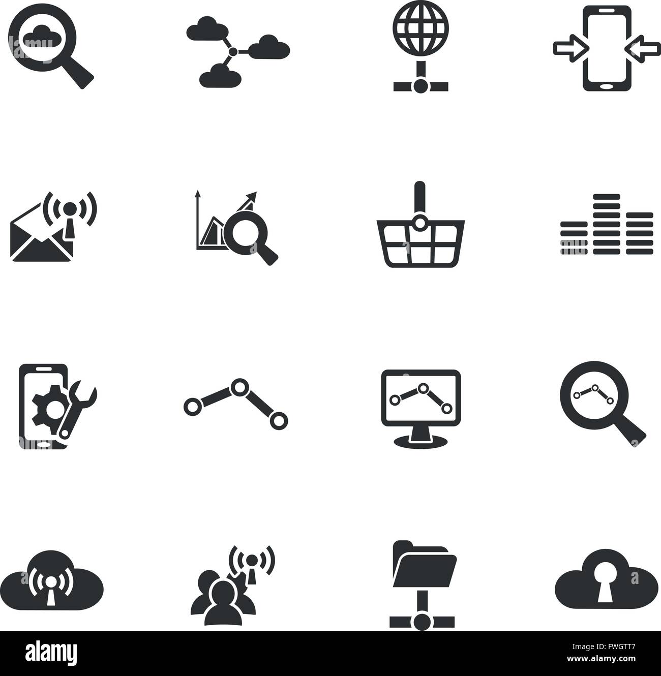 data analytic and social network web icons for user interface design ...