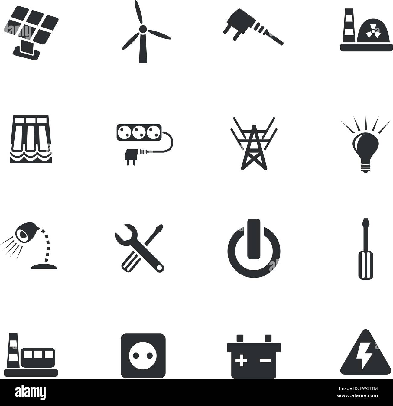 electricity web icons for user interface design Stock Vector Image ...