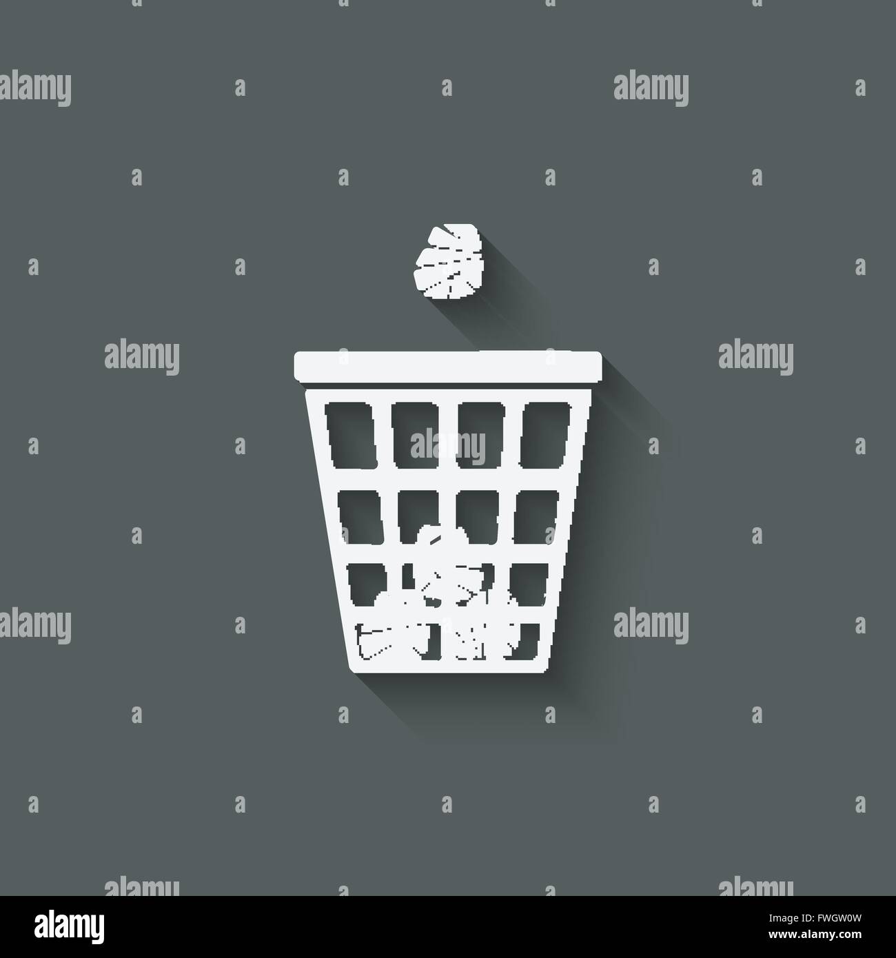 trash basket with crumpled paper design element - vector illustration ...