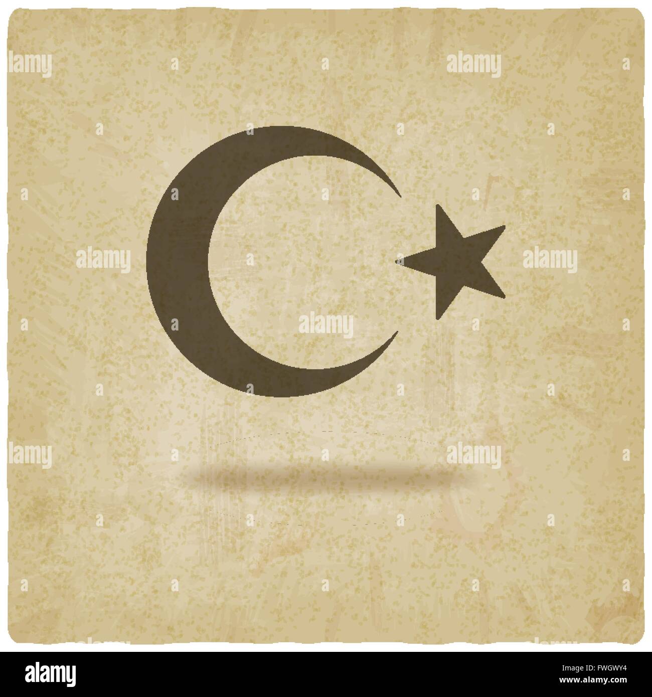 crescent moon and star old background - vector illustration. eps 10 ...