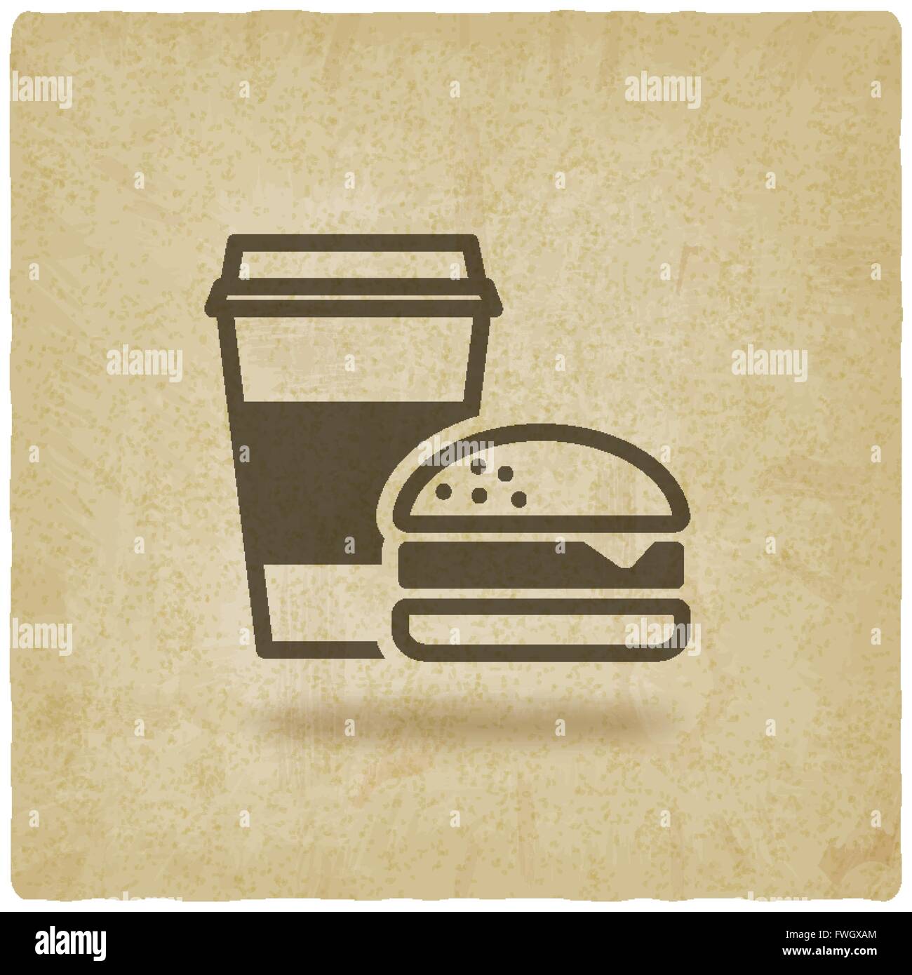 coffee and burger fast food old background - vector illustration. eps ...