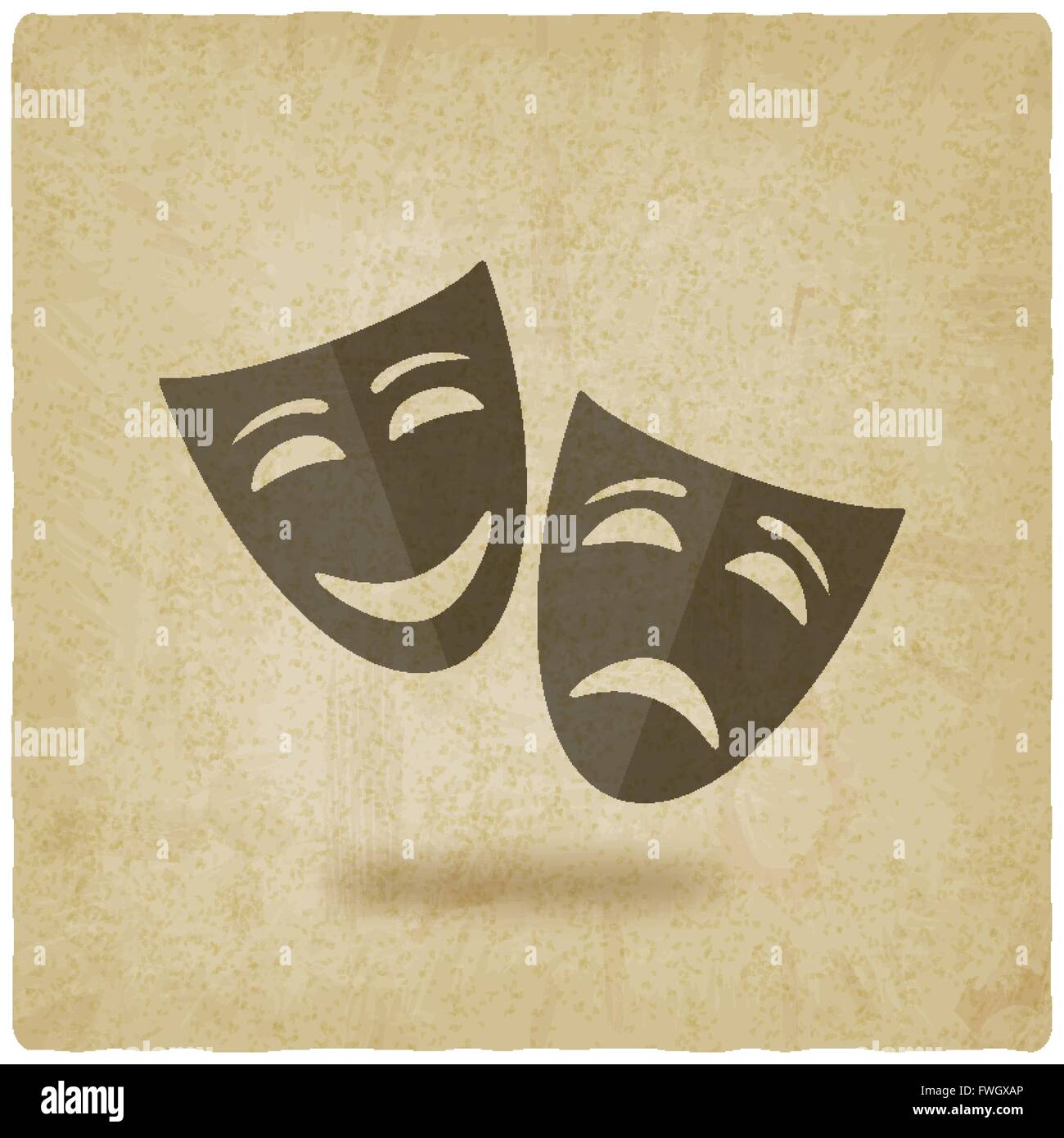 comedy and tragedy masks old background - vector illustration. eps 10 ...