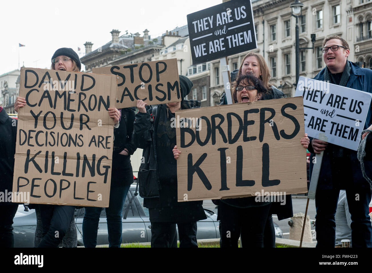 Activists from Refugees Welcome, No Borders and London 2 Calais groups ...