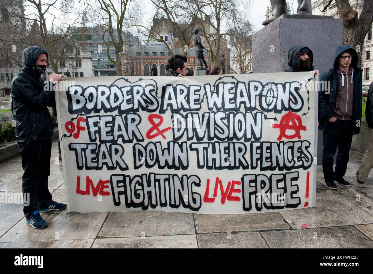 Activists from Refugees Welcome, No Borders and London 2 Calais groups ...