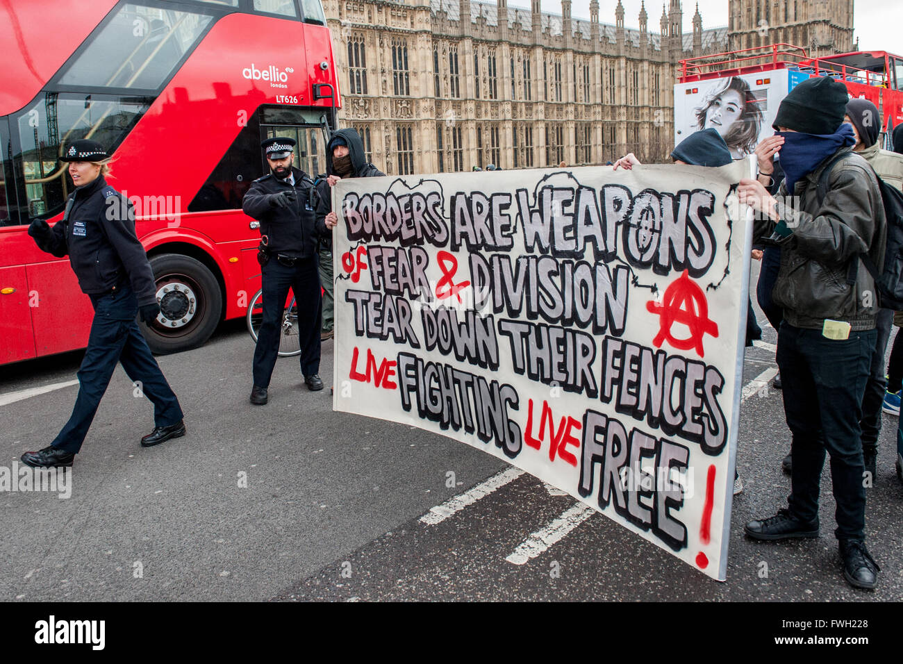 Activists from Refugees Welcome, No Borders and London 2 Calais groups ...