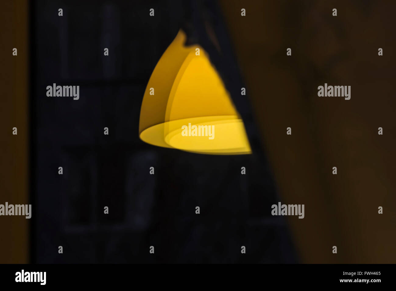 Nice yellow shade lampshade reflection in dark window Stock Photo - Alamy