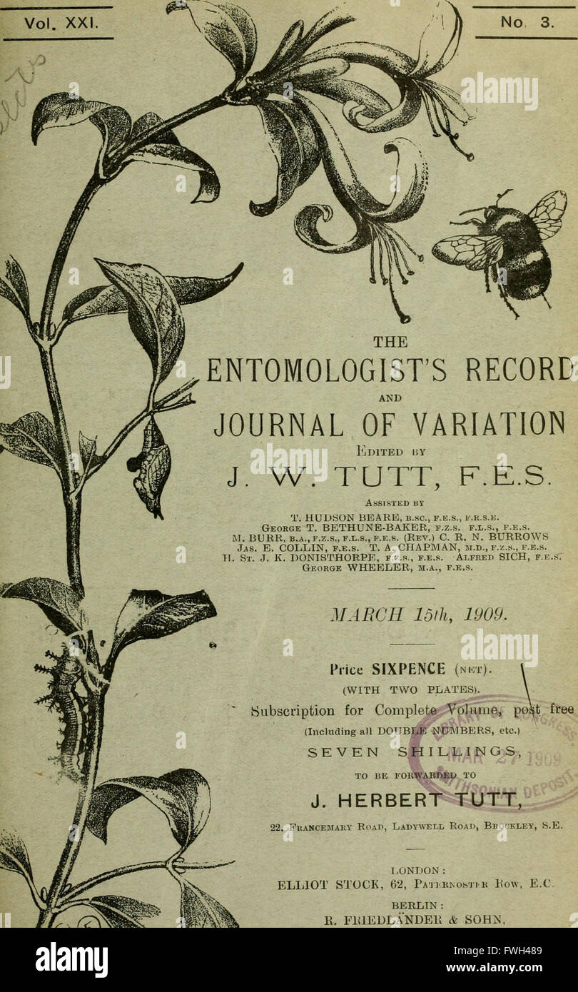 The 1909 'Entomologist's Record and Journal of Variation' covers ...
