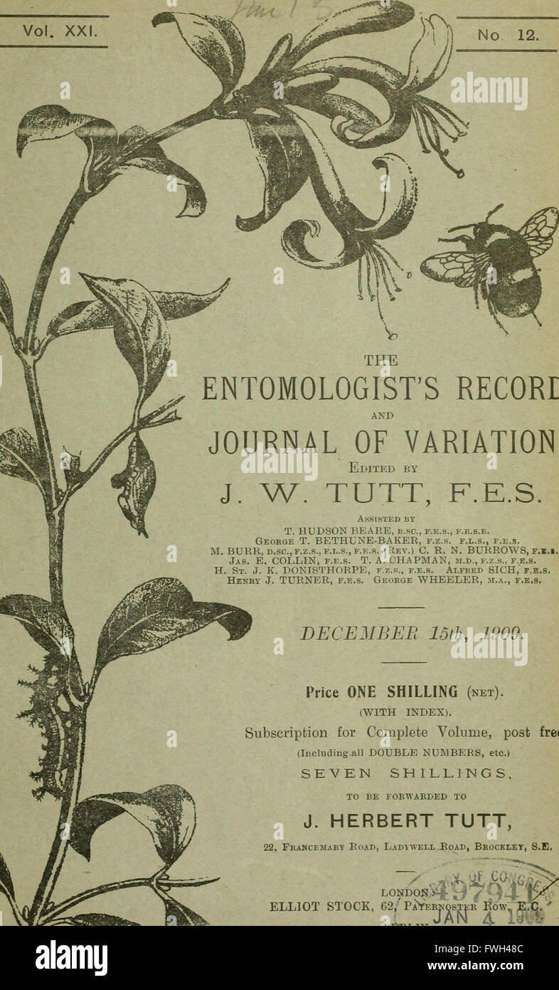 The Entomologist's record and journal of variation (1909 Stock Photo ...