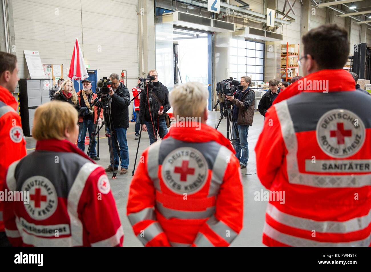 German Red Cross load a basic health care unit 18.3.2016 at German Red ...