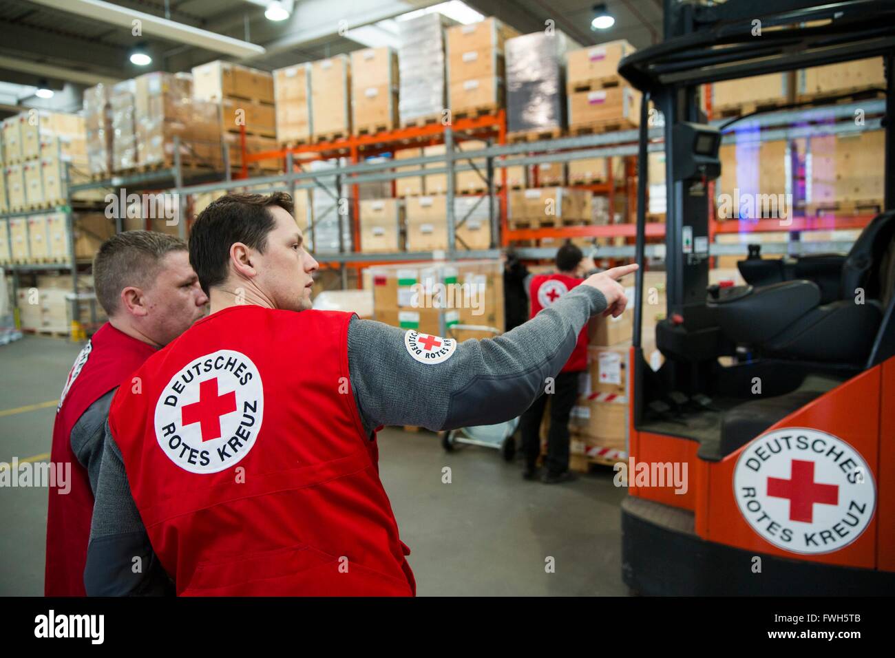 German Red Cross load a basic health care unit 18.3.2016 at German Red ...