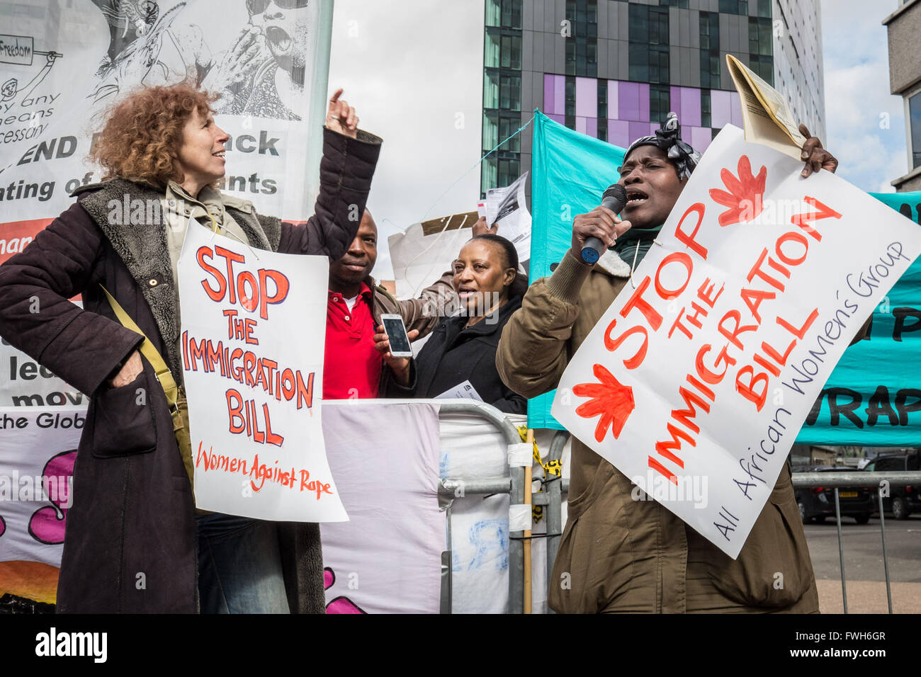 London, UK. 5th April, 2016. Protest against the Immigration Bill ...