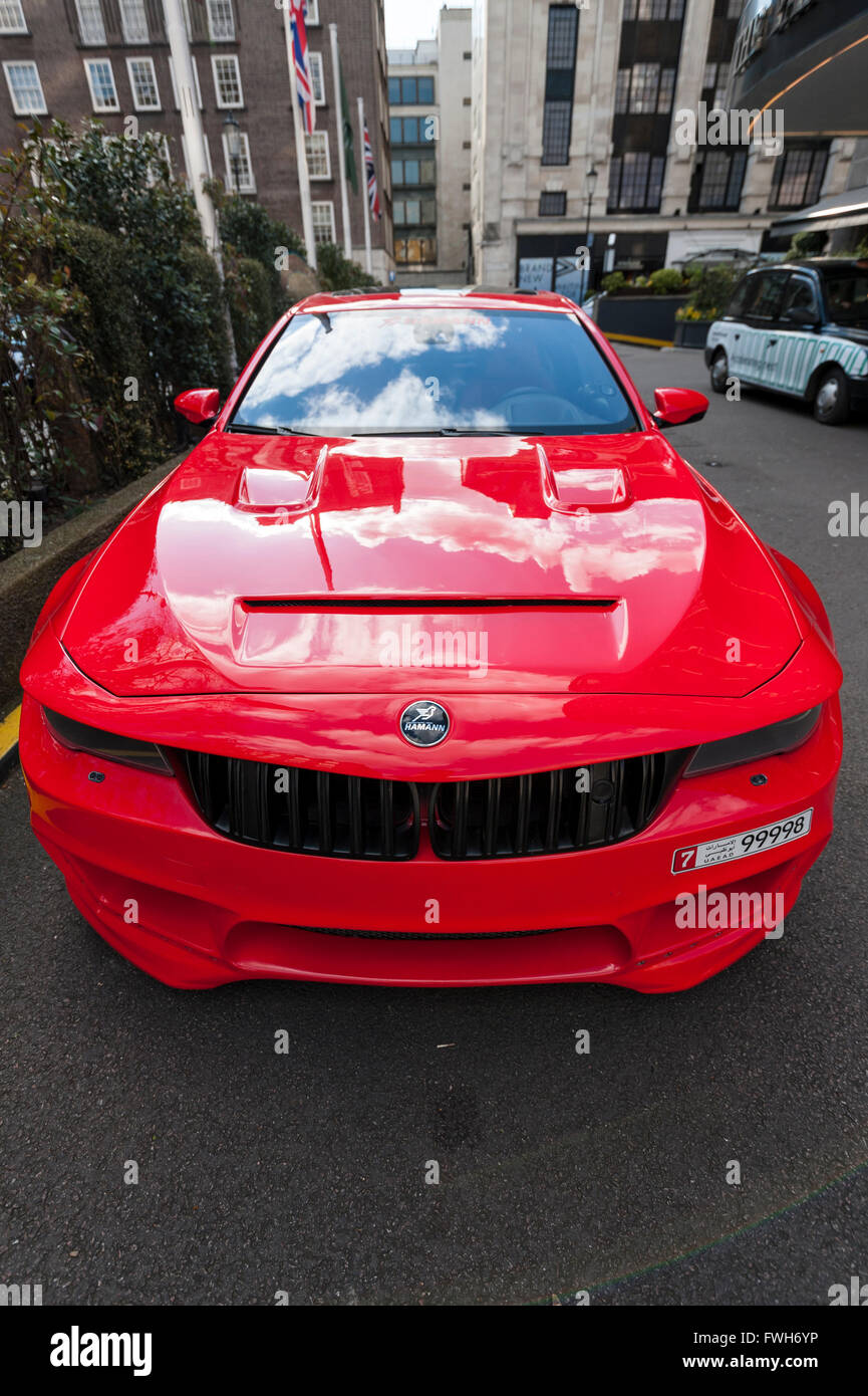 London, UK. 5 April 2016. A BMW M5 with Hamann customisation is one of ...