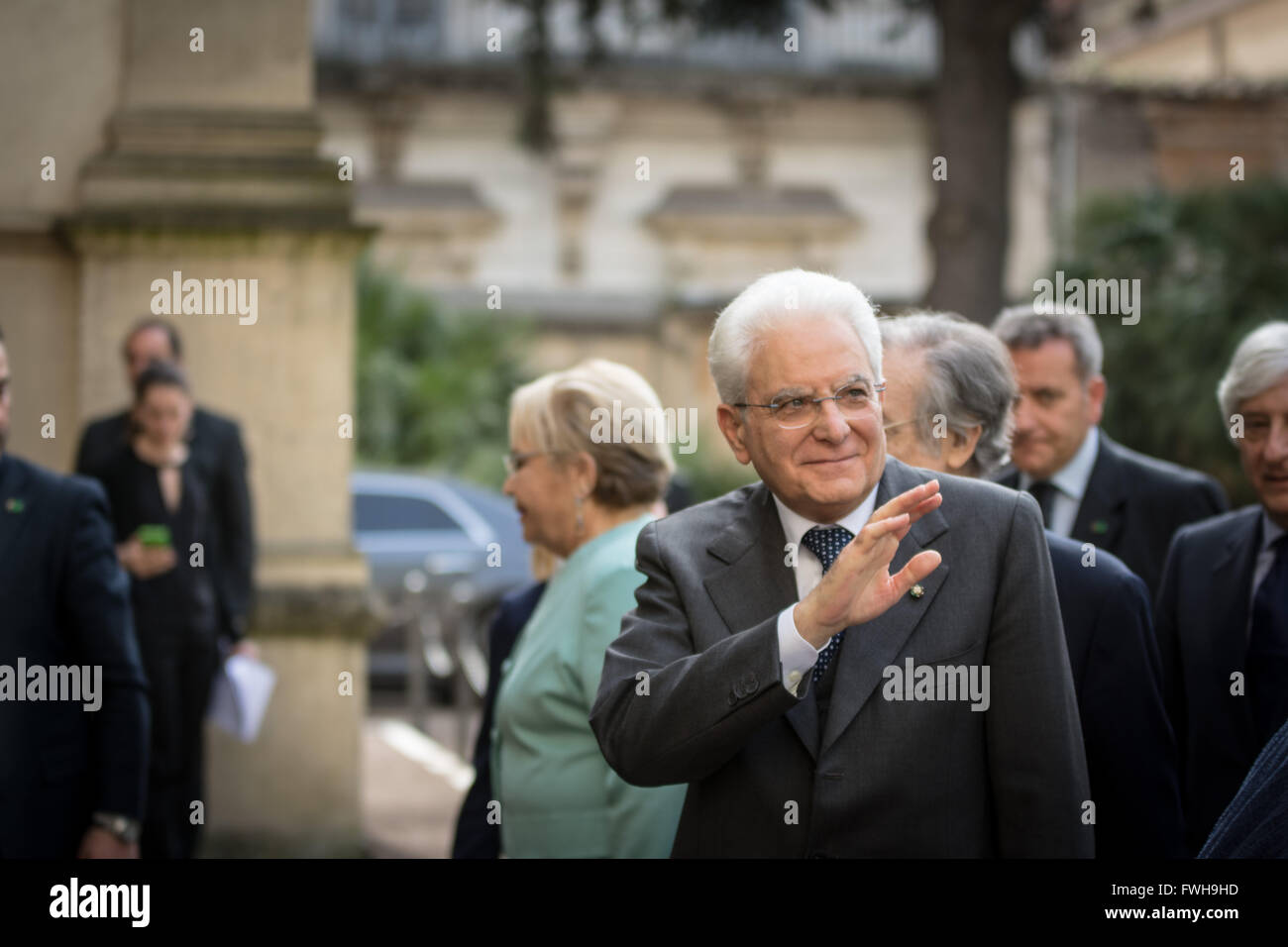 Rome, Italy. 05th Apr, 2016. Arrival of the President of the Republic ...