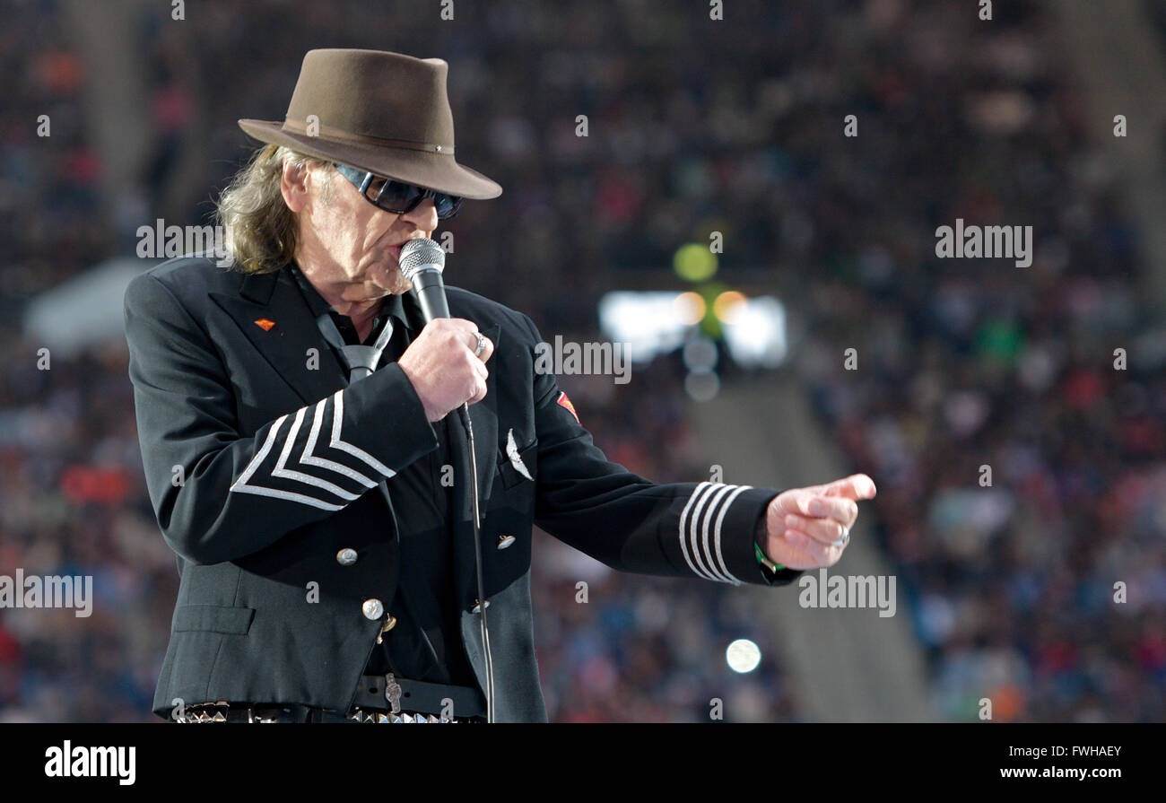 German singer Udo Lindenberg performs on stage at Volksparkstadion in ...
