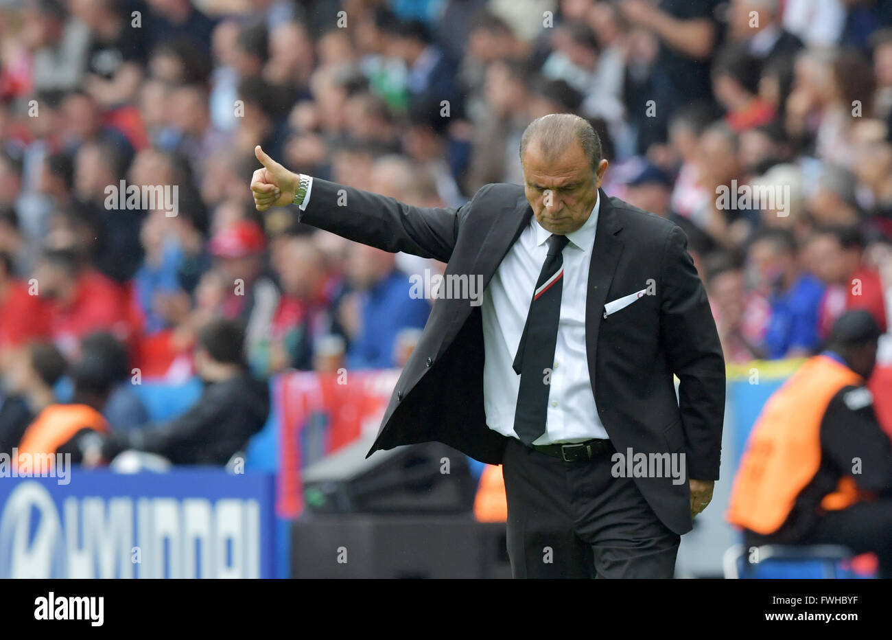 Coach Fatih Terim of Turkey reacts during the UEFA Euro 2016 Group D ...