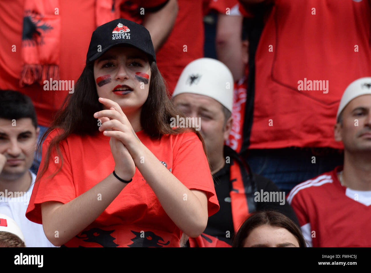 Lens, France. 11th June, 2016. Albania fans (ALB) Football/Soccer ...