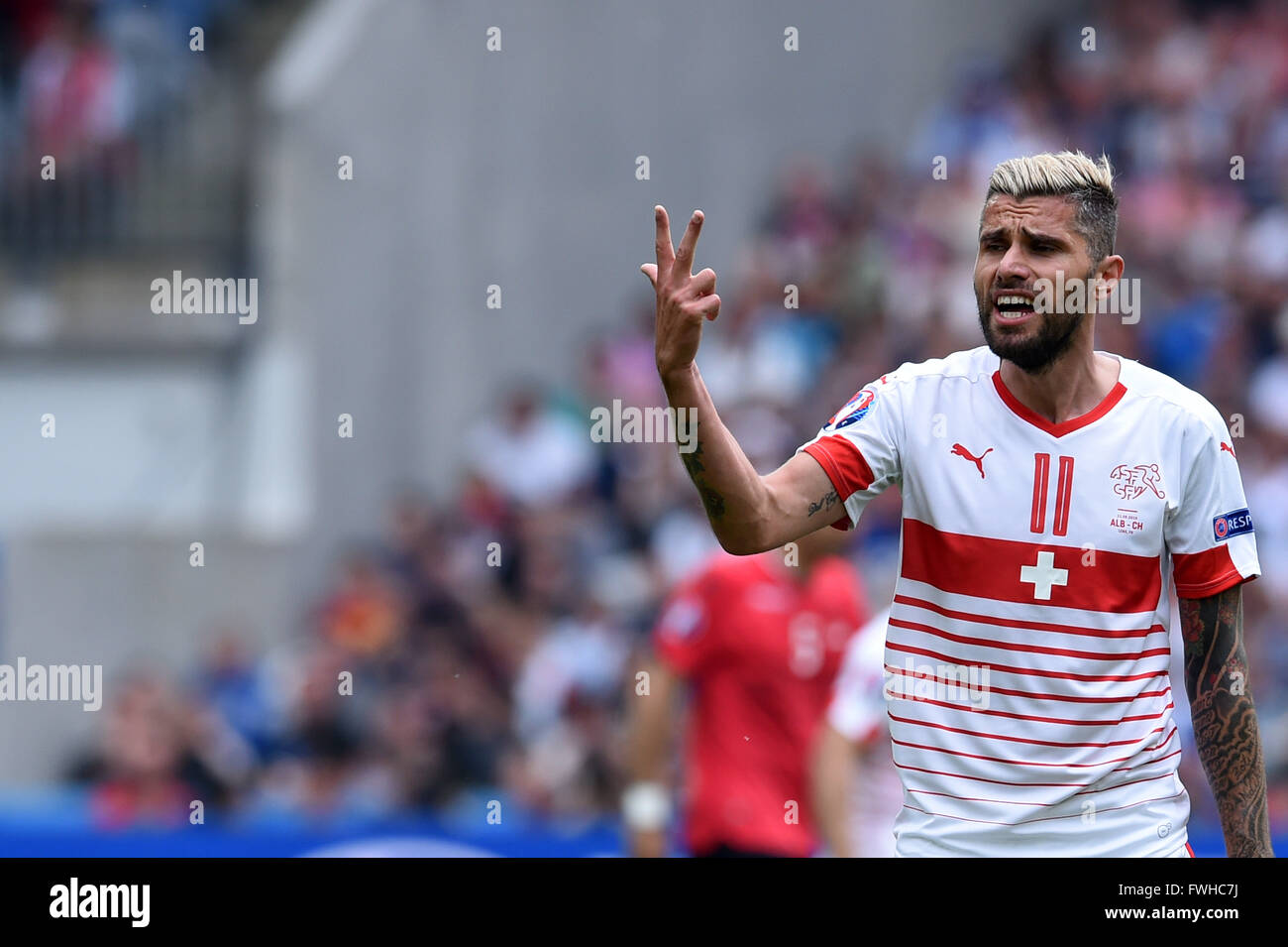Lens, France. 11th June, 2016. Valon Behrami (SUI) Football/Soccer ...
