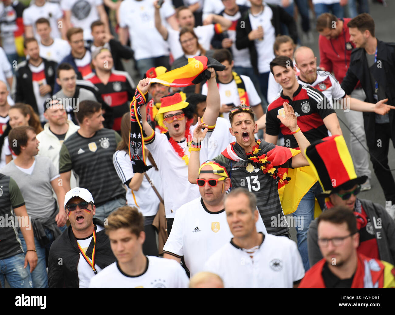 German fans arrive at the stadium before the UEFA Euro 2016 Group C ...