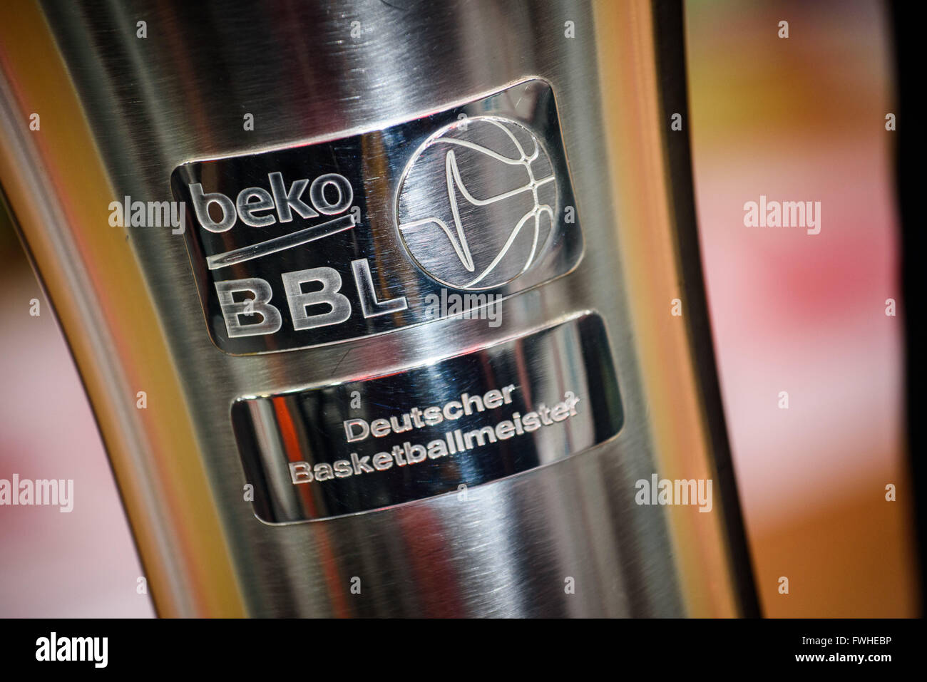 The German basketball championship trophy seen prior to the German ...