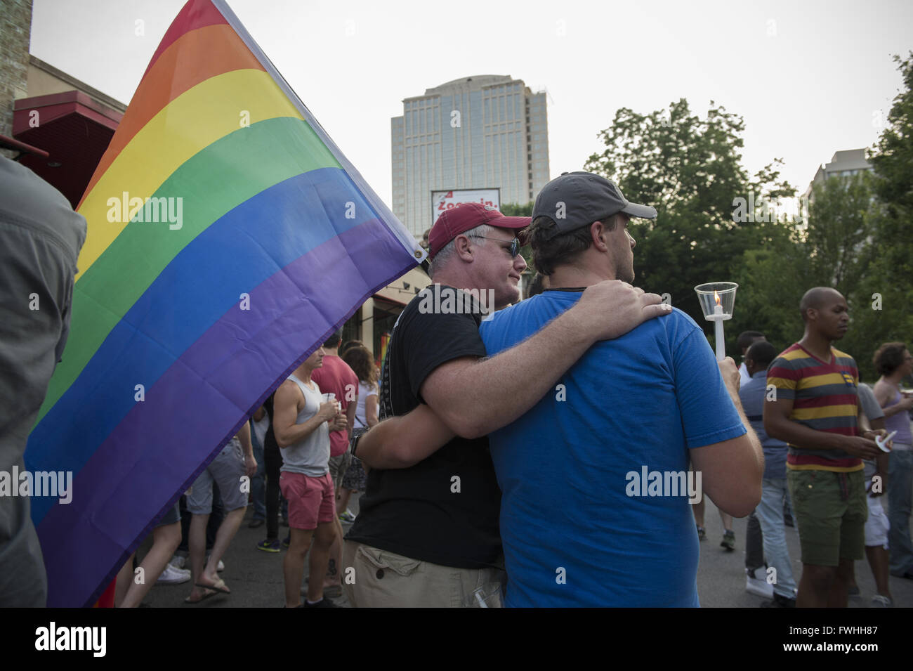 Atlanta, GA, USA. 12th June, 2016. LGBT community gathers in city's ...