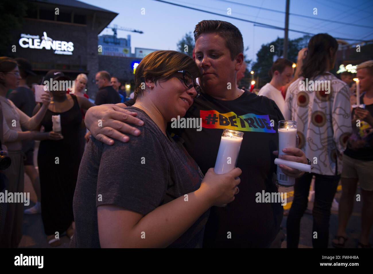 Atlanta, GA, USA. 12th June, 2016. LGBT community gathers in city's ...