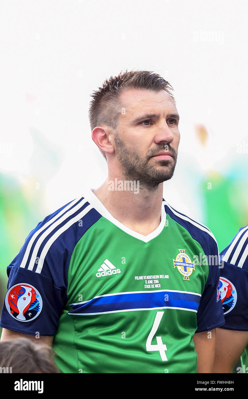 Nice, France. 12th June, 2016. Gareth McAuley (Northern Ireland) ; June ...