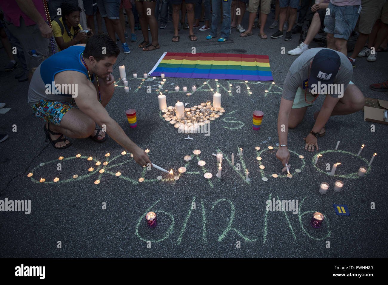 Atlanta, GA, USA. 12th June, 2016. LGBT community gathers in city's ...