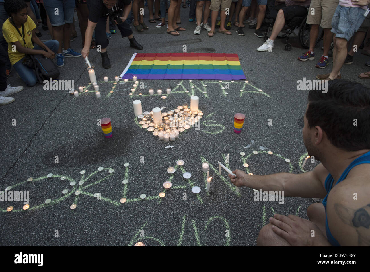 Atlanta, GA, USA. 12th June, 2016. LGBT community gathers in city's ...