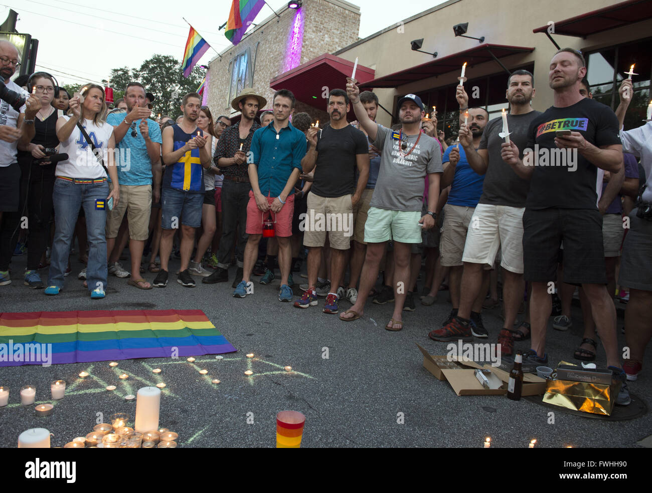 Atlanta, GA, USA. 12th June, 2016. LGBT community gathers in city's ...
