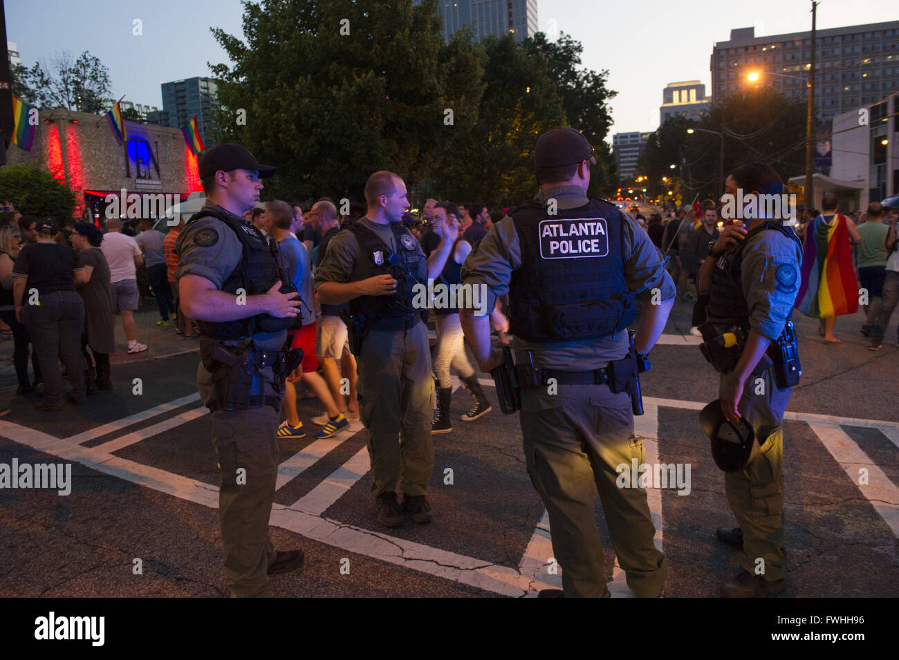 Atlanta, GA, USA. 12th June, 2016. LGBT community gathers in city's ...