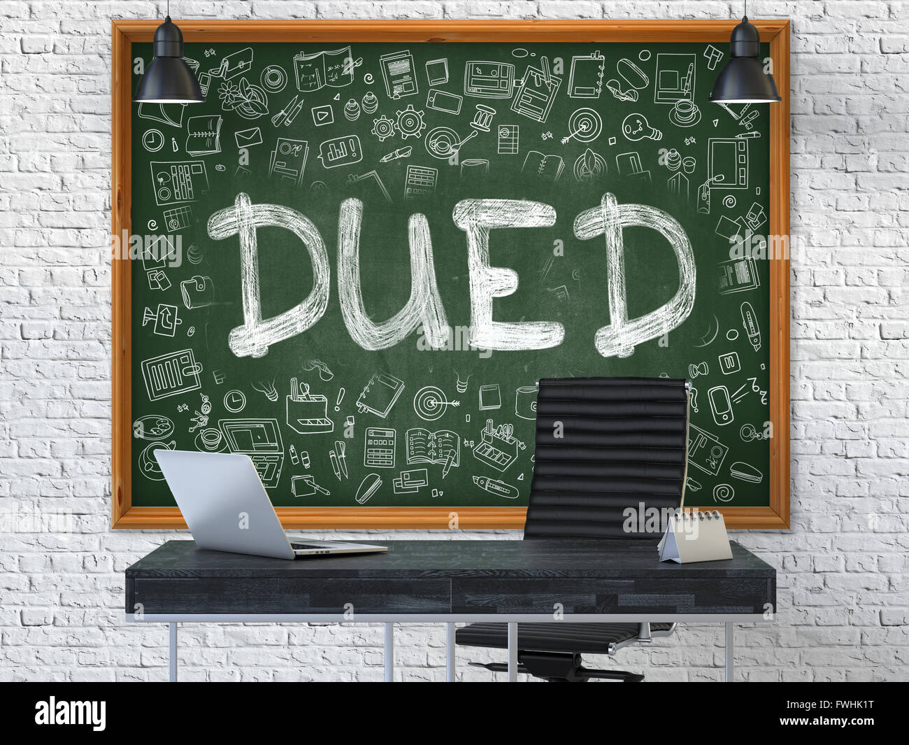 Hand Drawn Dued on Office Chalkboard Stock Photo - Alamy