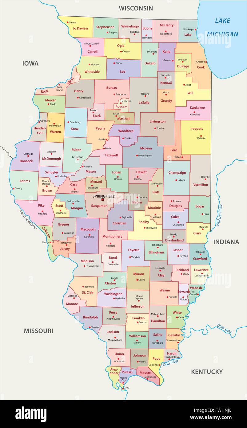 illinois administrative map Stock Vector Image & Art - Alamy