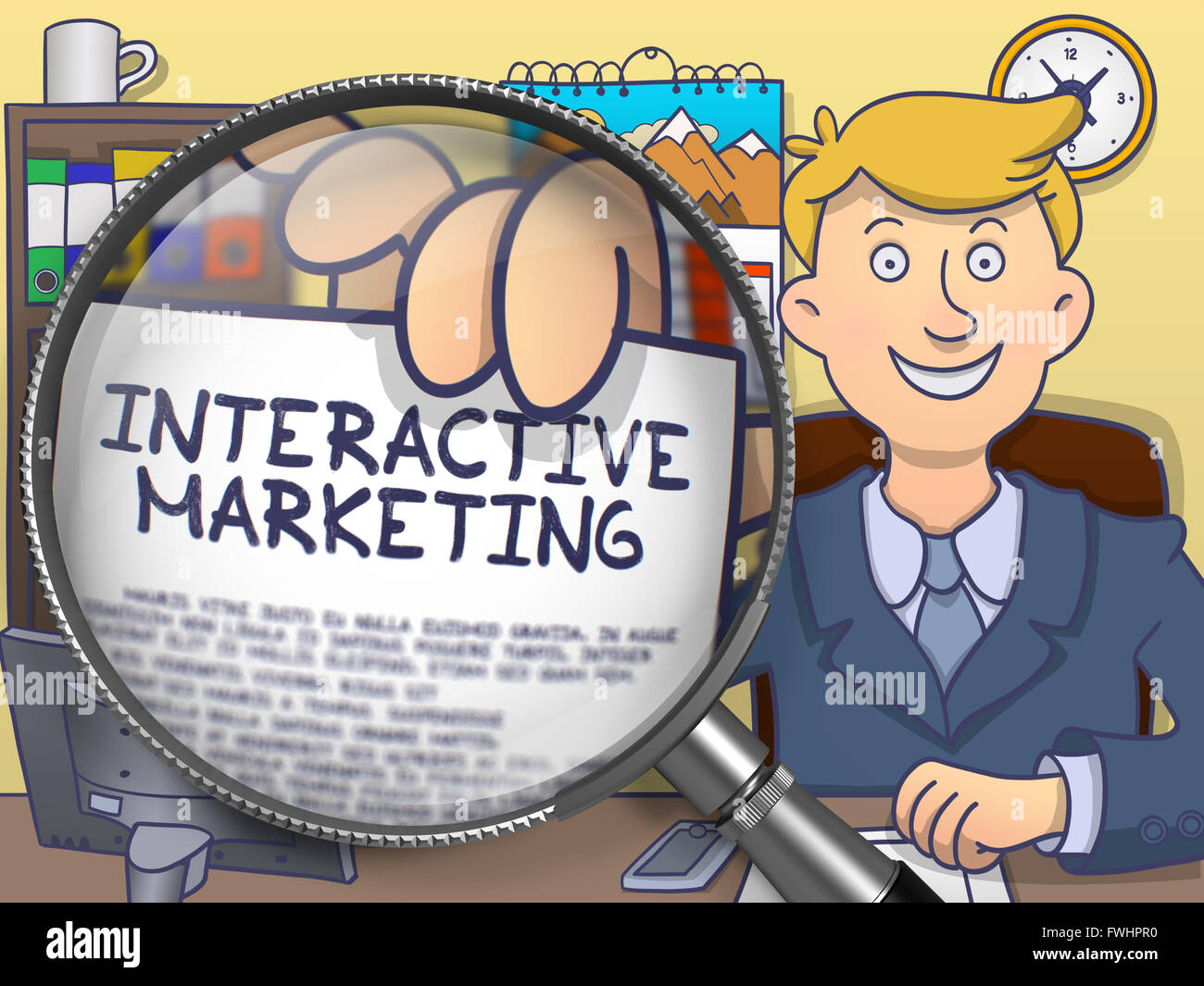 Interactive Marketing through Lens. Doodle Style Stock Photo - Alamy