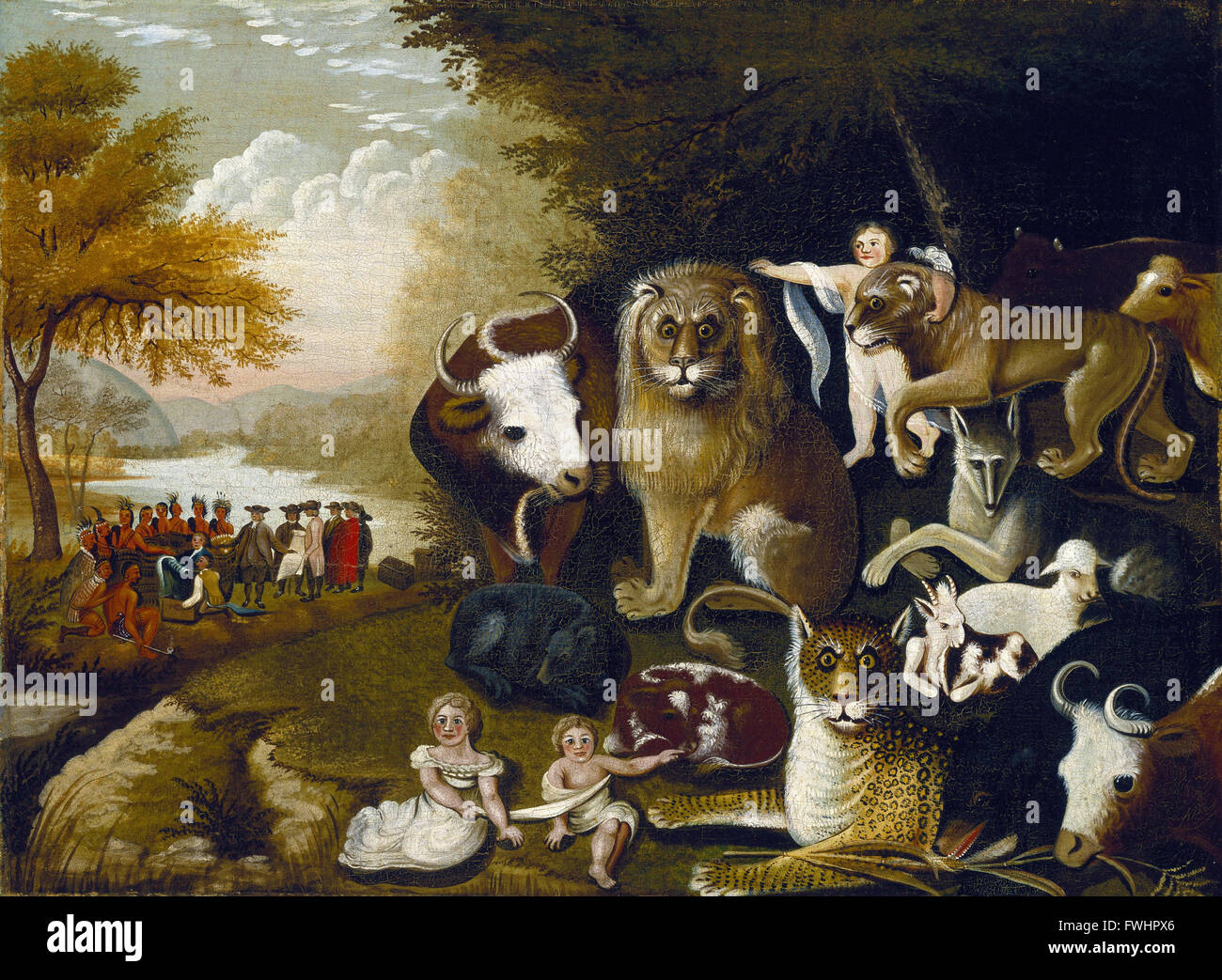 Edward Hicks - The Peaceable Kingdom - Brooklyn Museum Stock Photo - Alamy