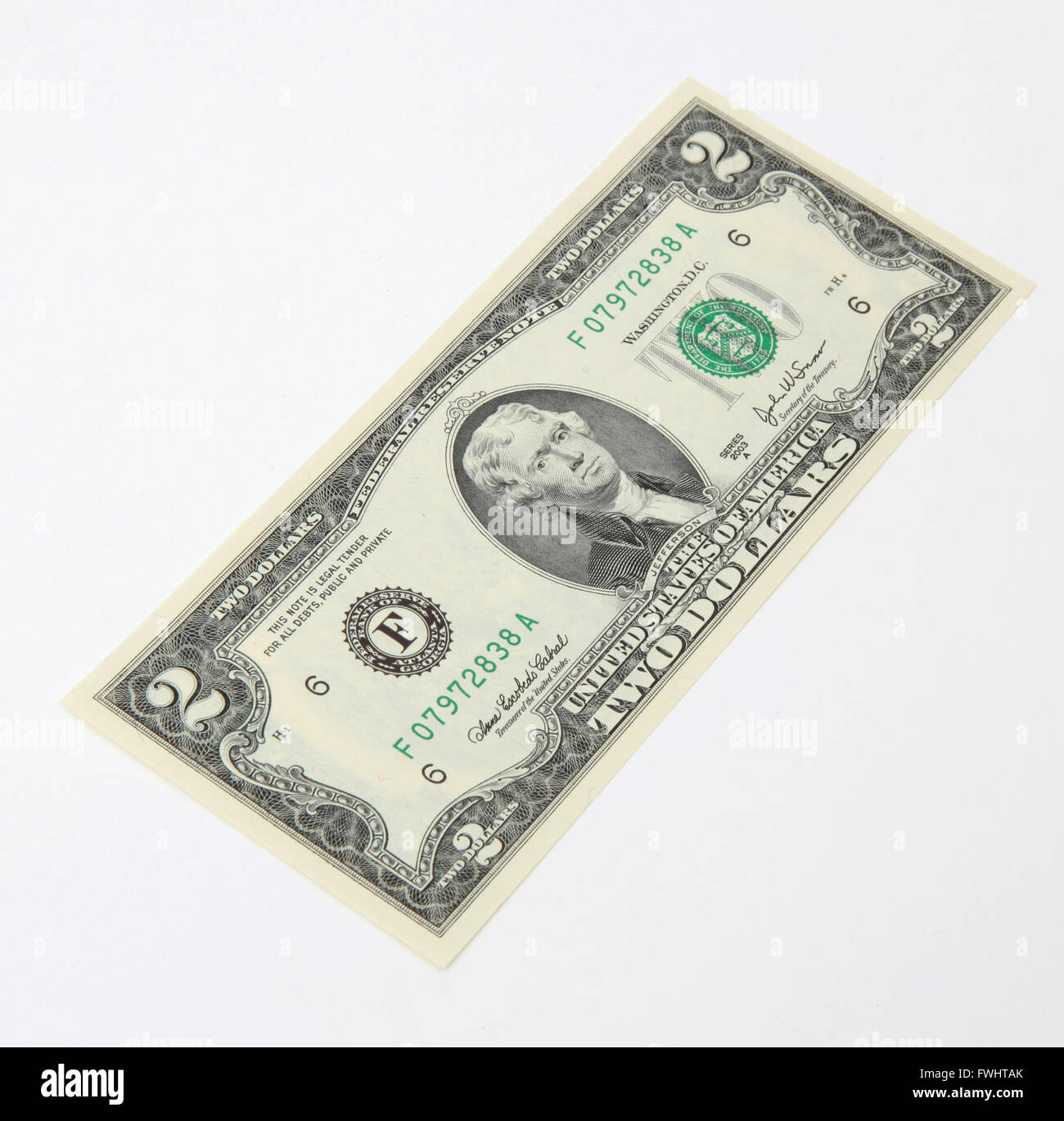 A US two dollar bill Stock Photo - Alamy