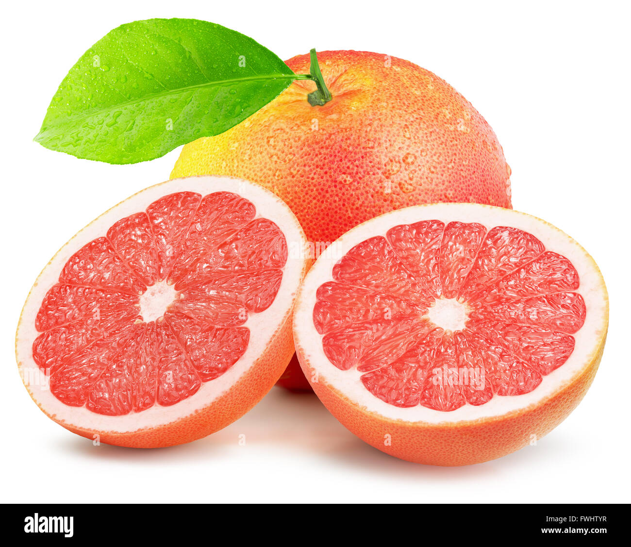 Pink grapefruits isolated on the white background Stock Photo - Alamy