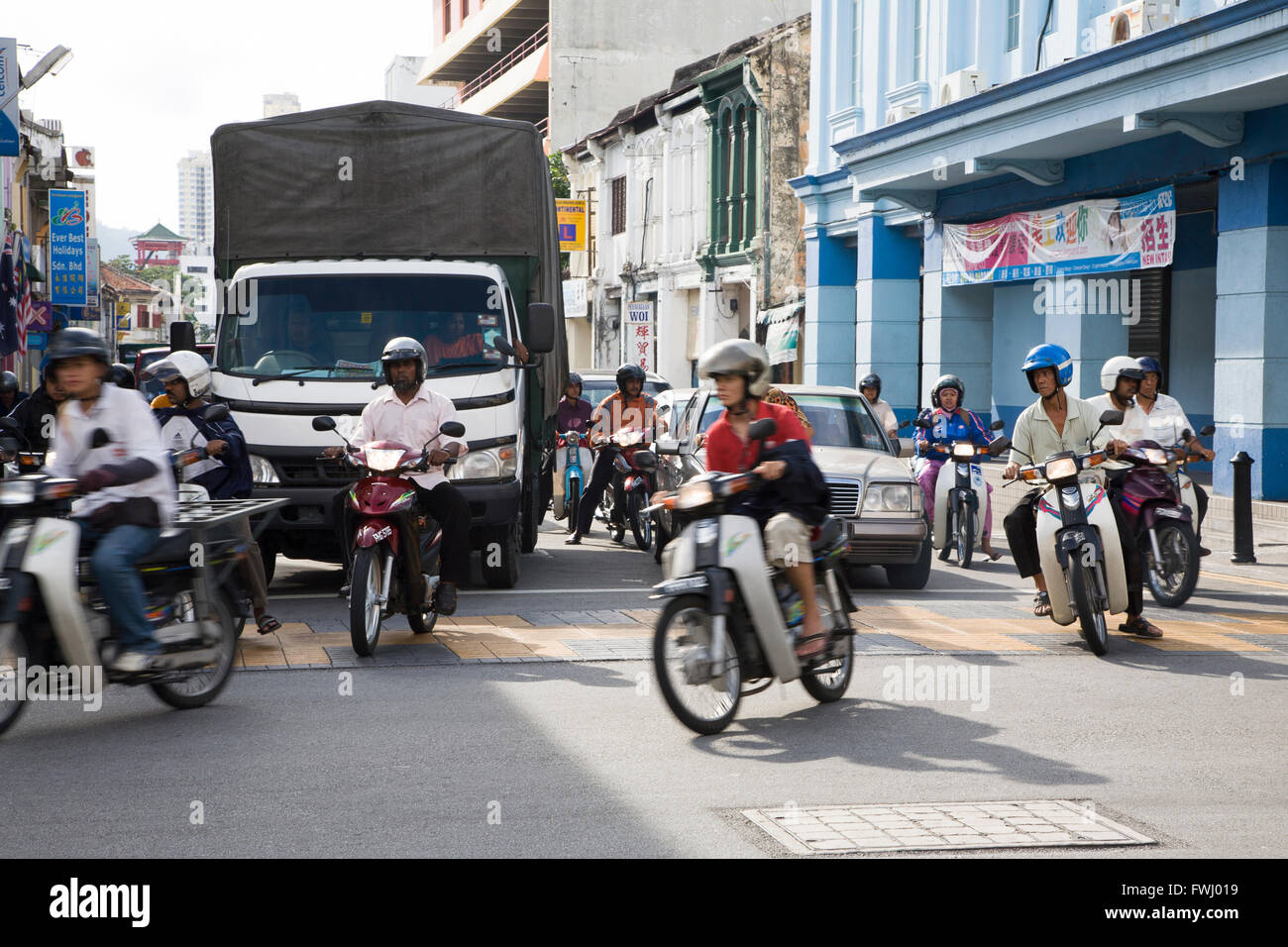 Traffic on the street in Georgetown, Penang, Malaysia Stock Photo - Alamy