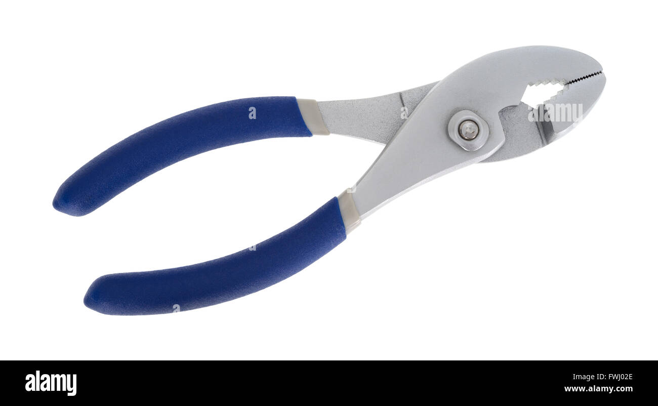 Soft blue handle grip pliers isolated on a white background Stock Photo ...