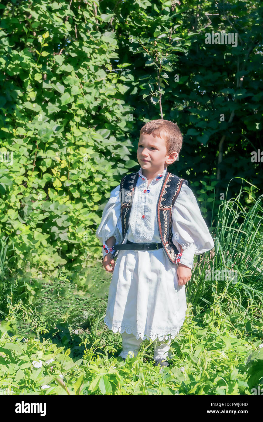 Romanian Peasant Child Proud Of His Traditional Romanian Costume Stock ...