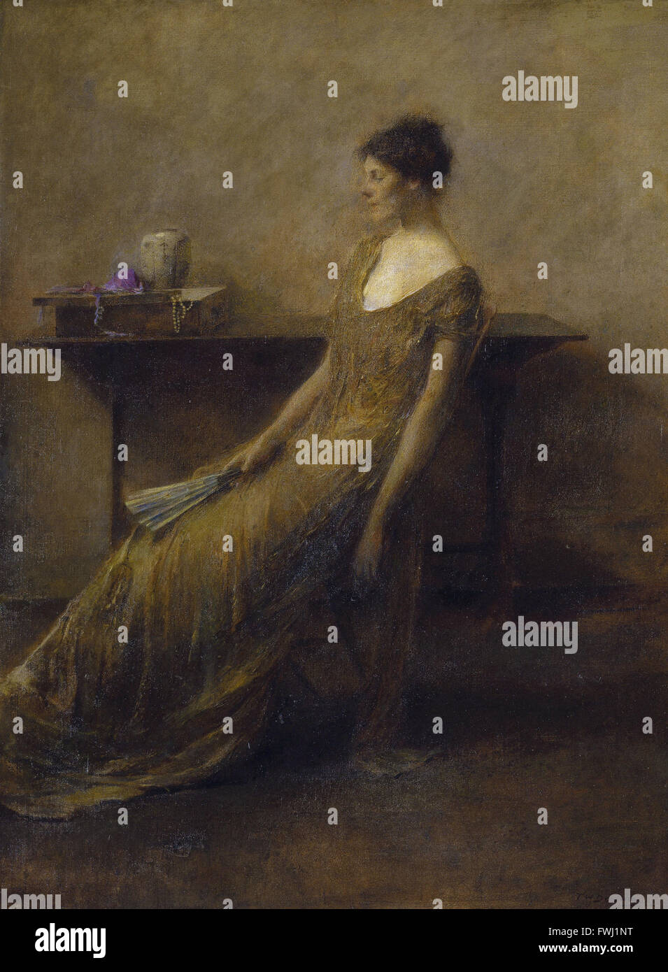 Thomas Wilmer Dewing - Lady in Gold - Brooklyn Museum Stock Photo - Alamy