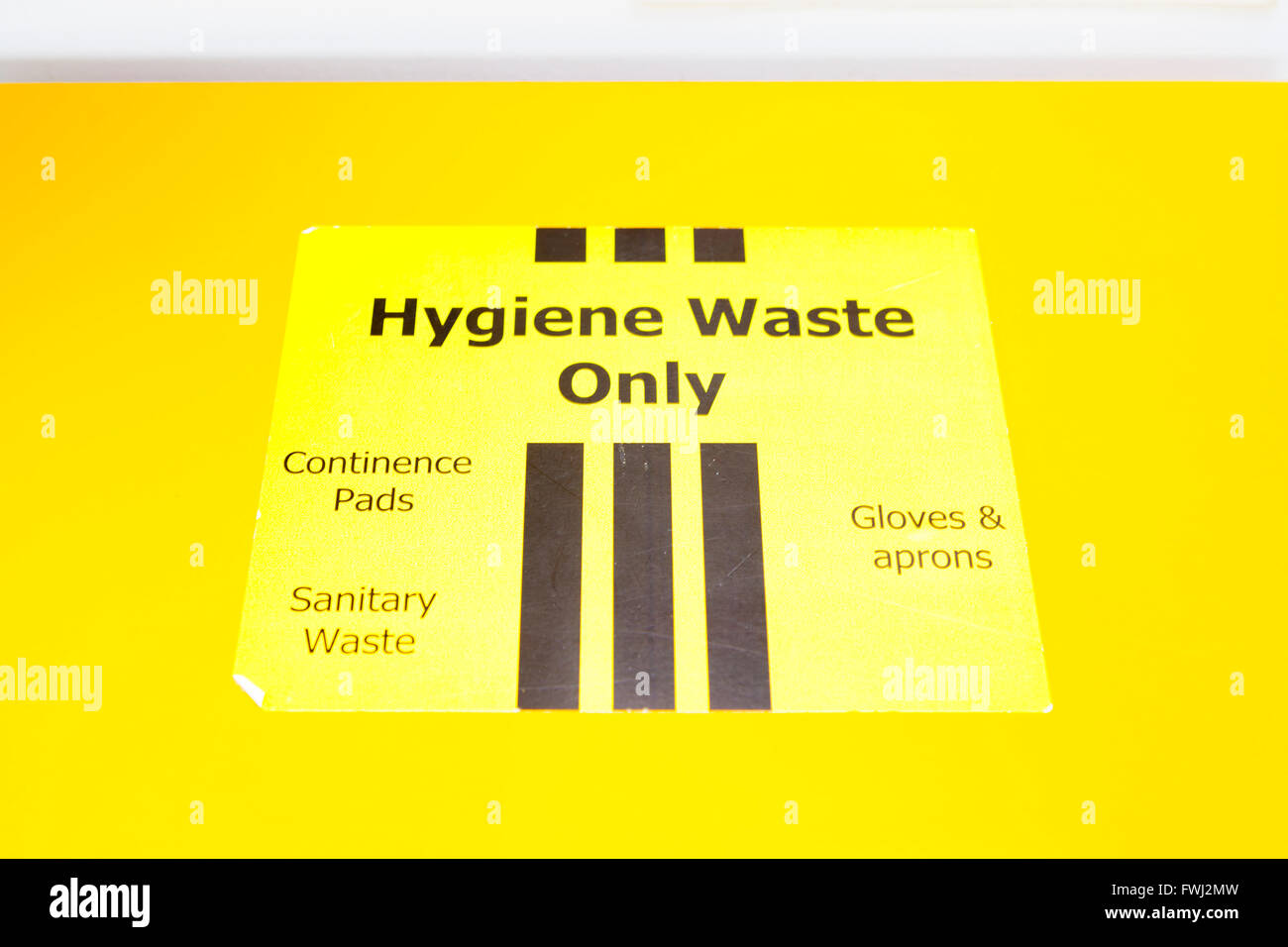 Hygiene waste only sign on a hospital bin Stock Photo - Alamy